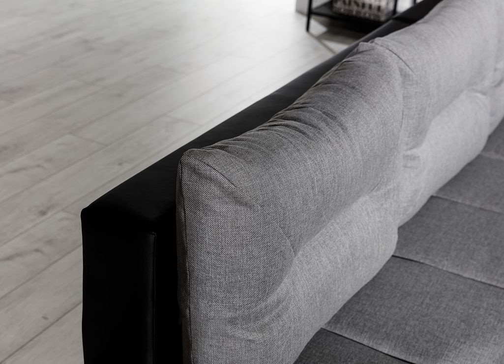 Kathy Home - Canapé convertible angle droit tissu beige chiné et simili ...