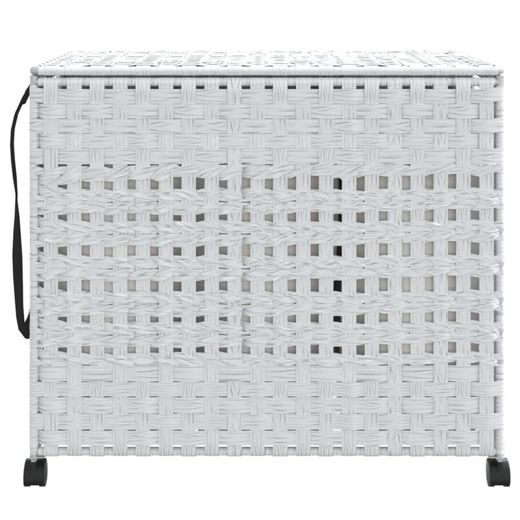 Home - Panier à linge avec roulettes blanc 66x35x60 cm résine tressée ...