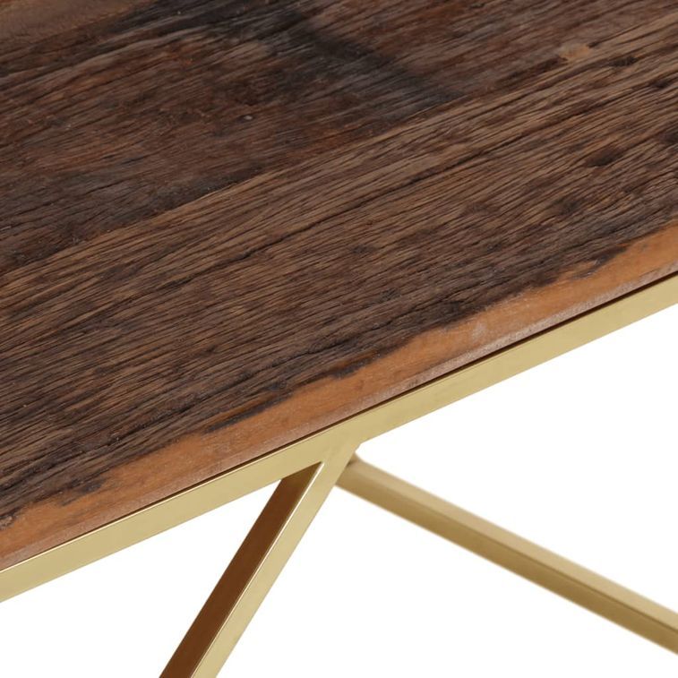 Home - Table basse doré acier inoxydable et bois de mélèze massif | LesTendances.fr