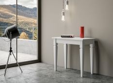 Tozani - Console extensible blanche et métal doré 4 personnes 45 à 90 ...