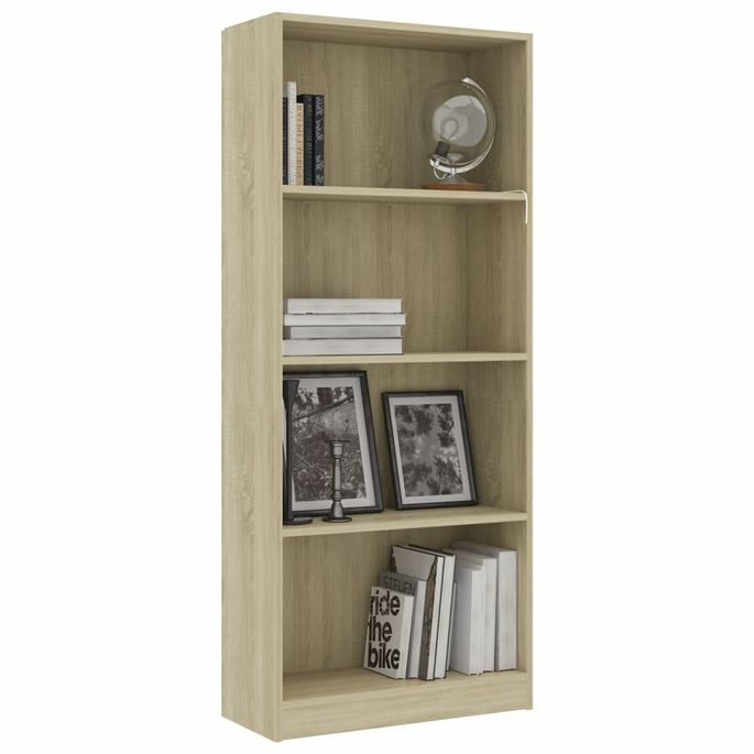 Home - Bibliothèque à 4 niveaux Chêne sonoma 60x24x142 cm | LesTendances.fr