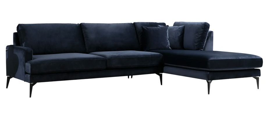 Les Tendances - Canapé angle droit Narchis Tissu bleu marine ...