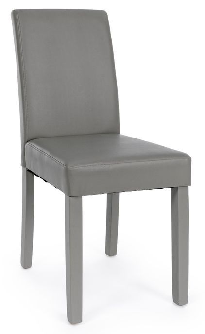 Chaise bois de pin et assise simili cuir taupe Carol - Lot de 4 ...