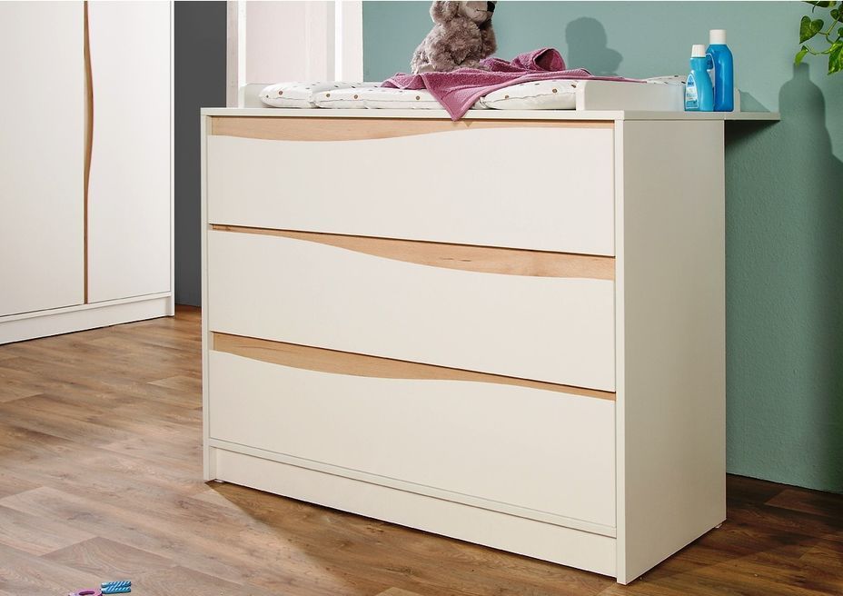 Geuther - Commode à langer 3 tiroirs blanc et naturel Wave ...