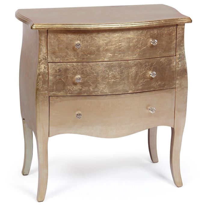 Commode bois laqué doré 3 tiroirs Klara | LesTendances.fr