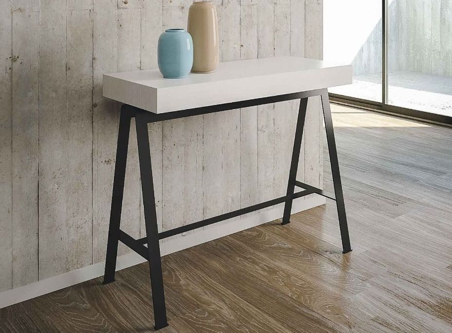 Tozani - Console Bois laqué blanc et Naturel Kody | LesTendances.fr