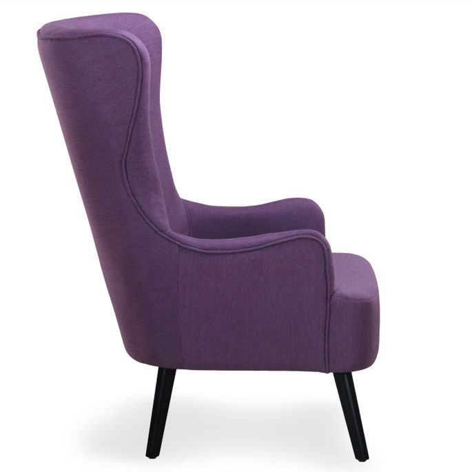 Fauteuil haut scandinave tissu violet Charles | LesTendances.fr