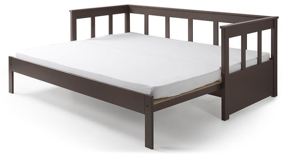 Vipack - Lit banquette extensible pin massif taupe Pino 90x200 cm ...
