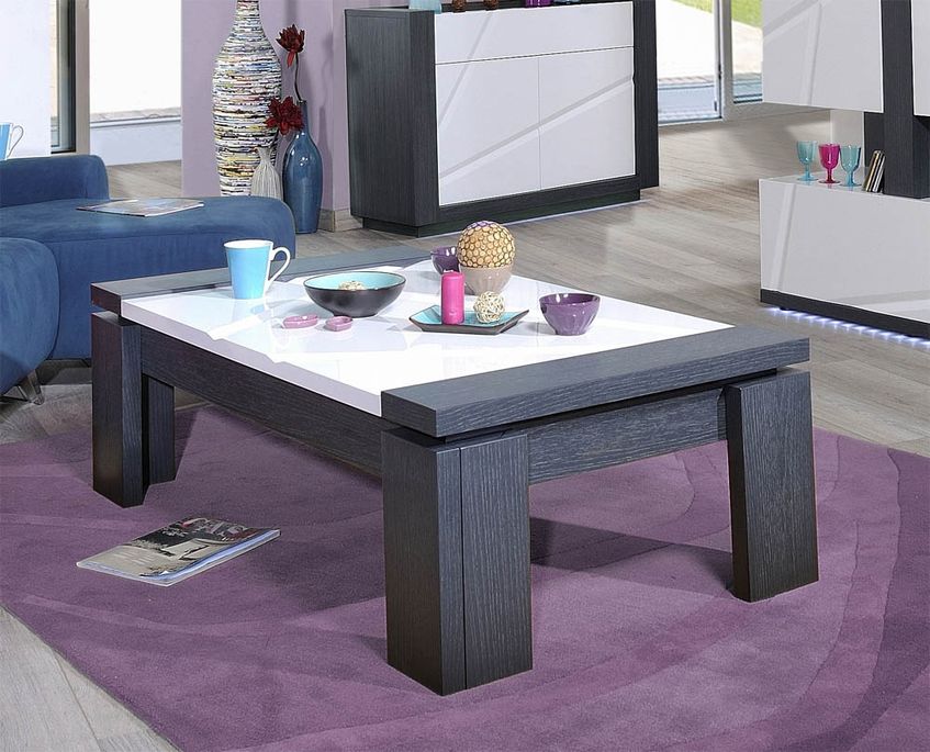 Table basse laqué Blanc et Gris Kantz | LesTendances.fr