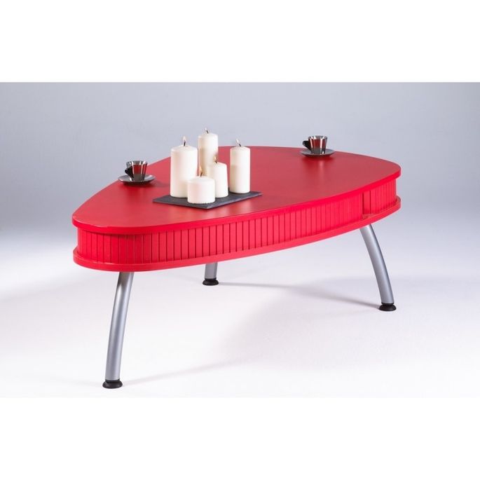 Table basse ovale rouge Scoop | LesTendances.fr