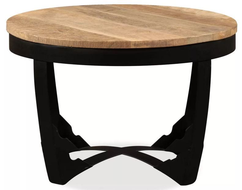 Home - Table basse ronde manguier massif clair et pieds métal noir Dink ...
