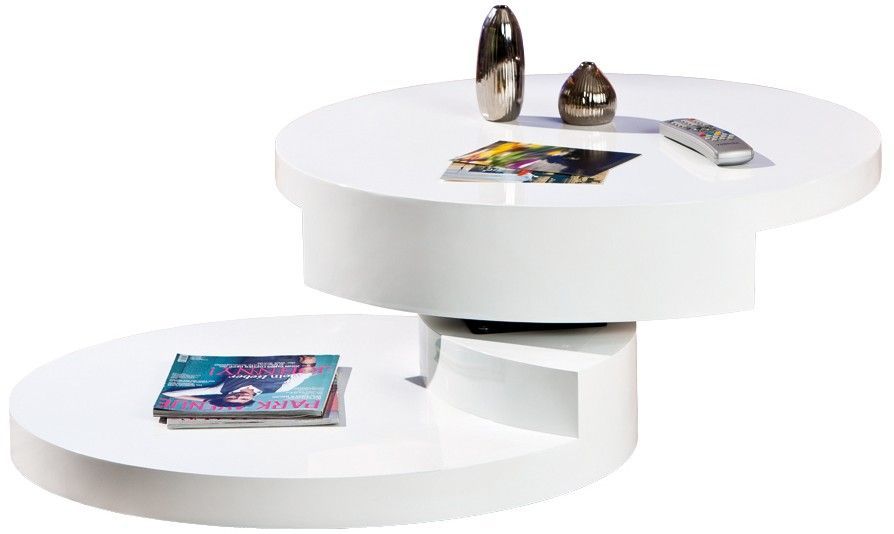 Table basse ronde pivotante blanc Rota | LesTendances.fr