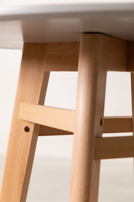 Table ronde 80 cm scandinave gris clair et pieds bois naturel Bristol ...