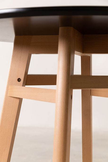 Table ronde 80 cm scandinave noir et pieds bois naturel Bristol ...