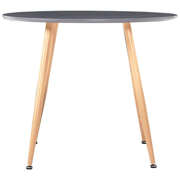 Home - Table ronde plateau gris et pieds metal noir Sanda 90 cm ...
