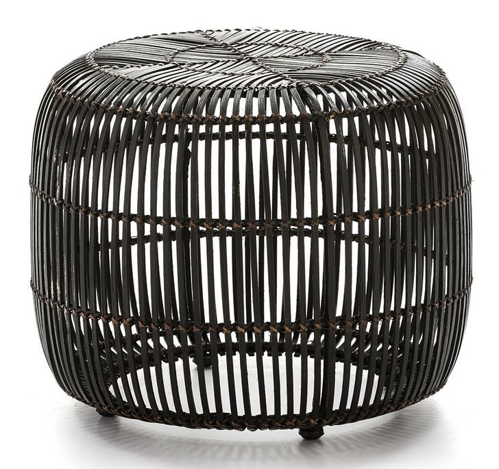 Thai Mobilier - Tabouret bas rond osier brun | LesTendances.fr