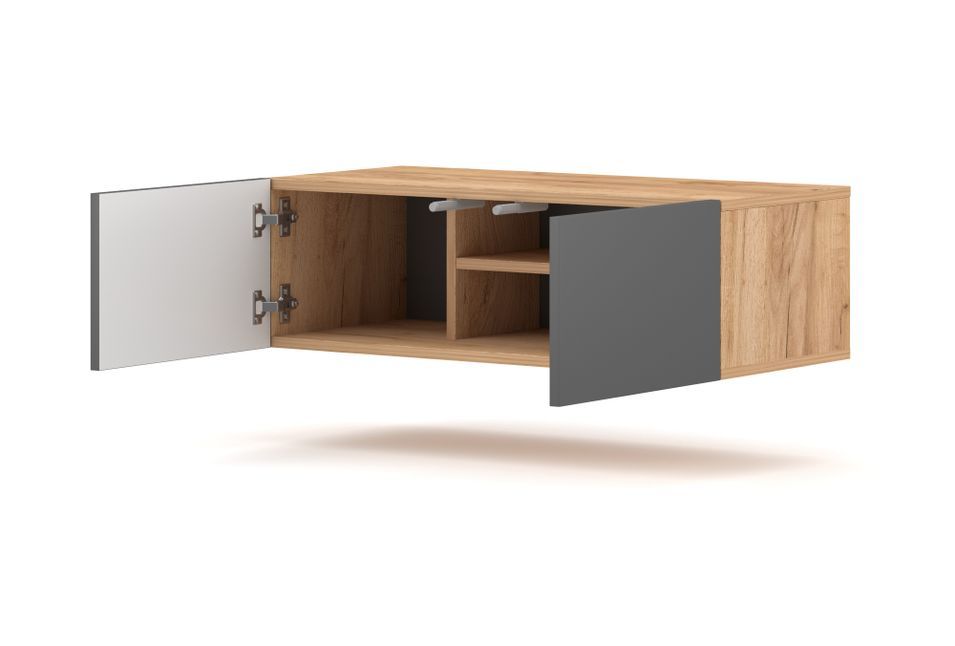 Les Tendances - Armoire murales horizontale naturel et gris anthracite ...