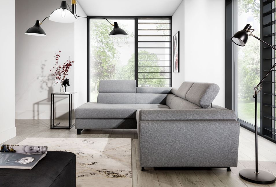 Kathy Home - Canapé angle gauche convertible simili cuir marron avec ...