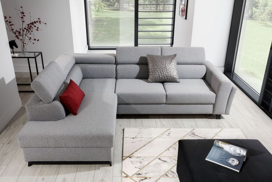 Kathy Home - Canapé angle gauche convertible simili cuir marron avec ...