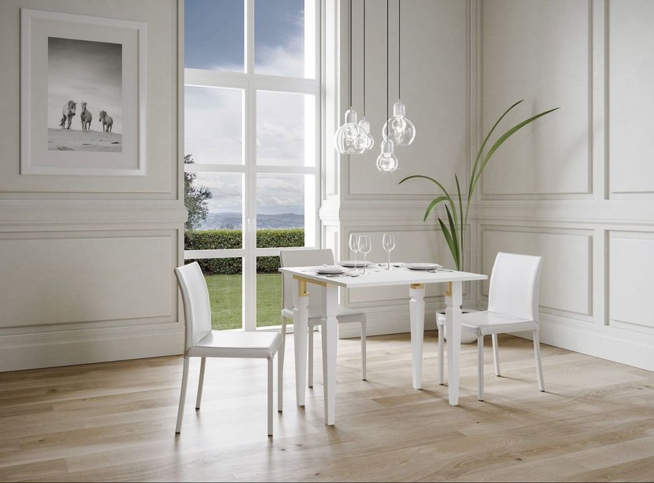 Tozani - Console extensible blanche et métal doré 4 personnes 45 à 90 ...