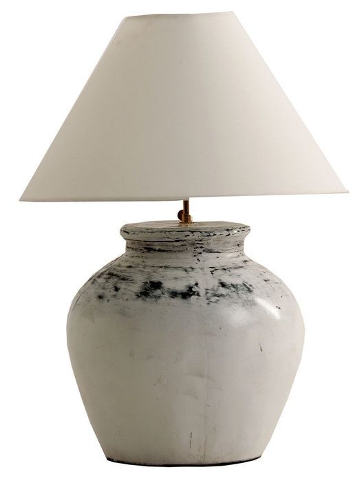V Home - Lampe à poser en terre cuite blanc antique Nina | LesTendances.fr