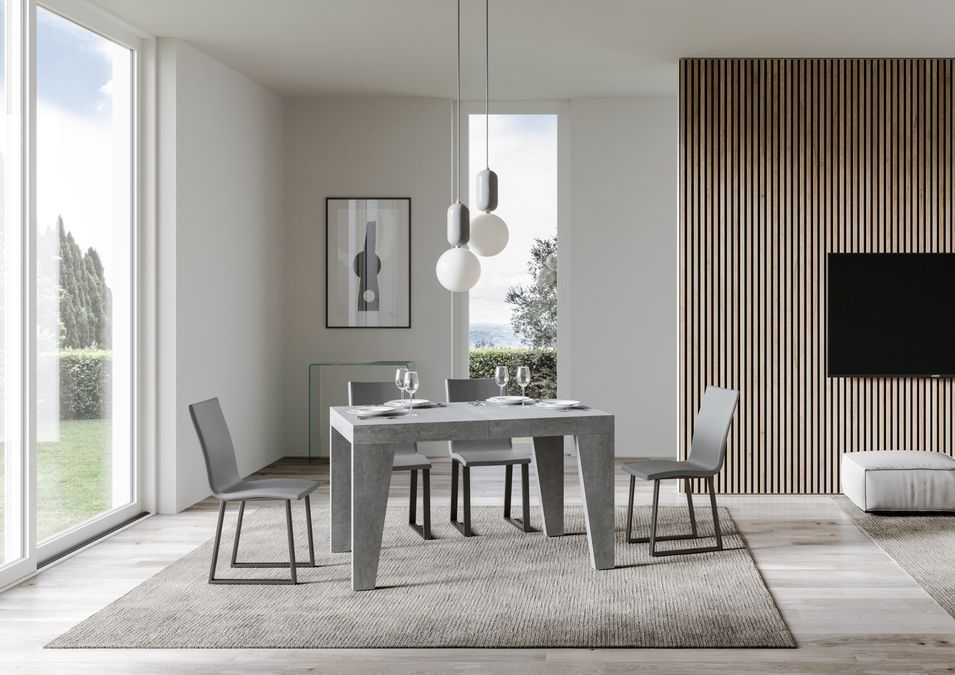 Tozani - Table extensible gris ciment naxy 90x246 | LesTendances.fr