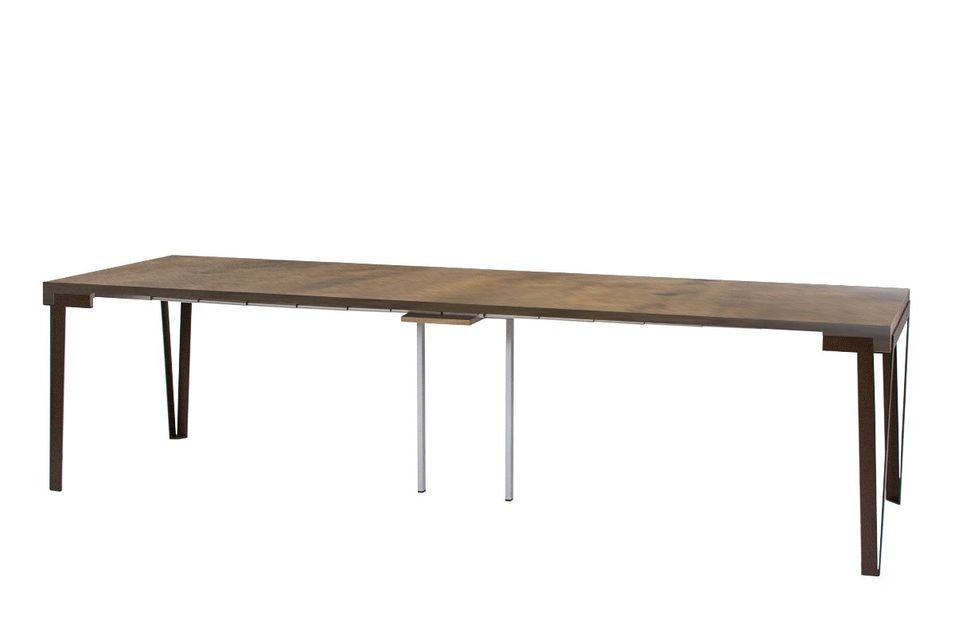 Tozani - Console extensible bois noyer et métal marron rouille 12 ...