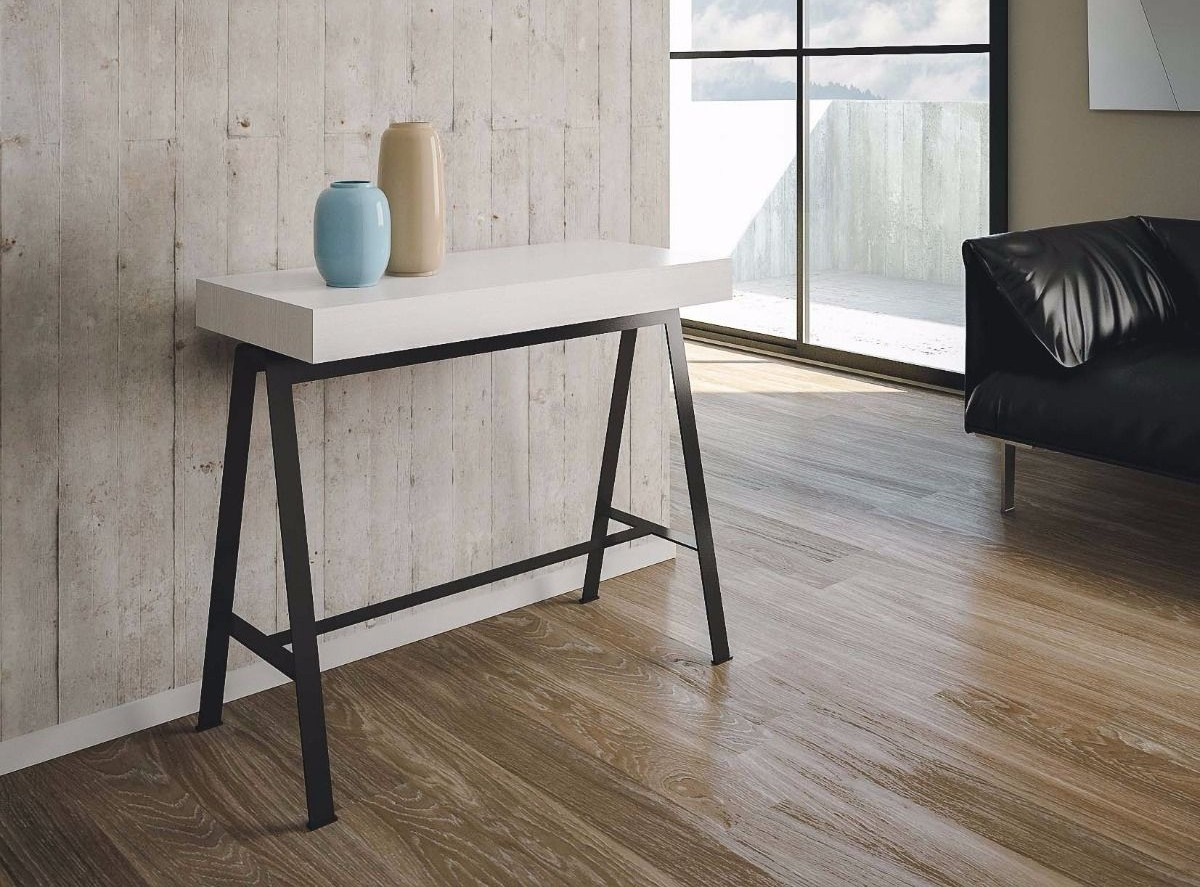 Tozani - Console Bois laqué blanc et Naturel Kody | LesTendances.fr