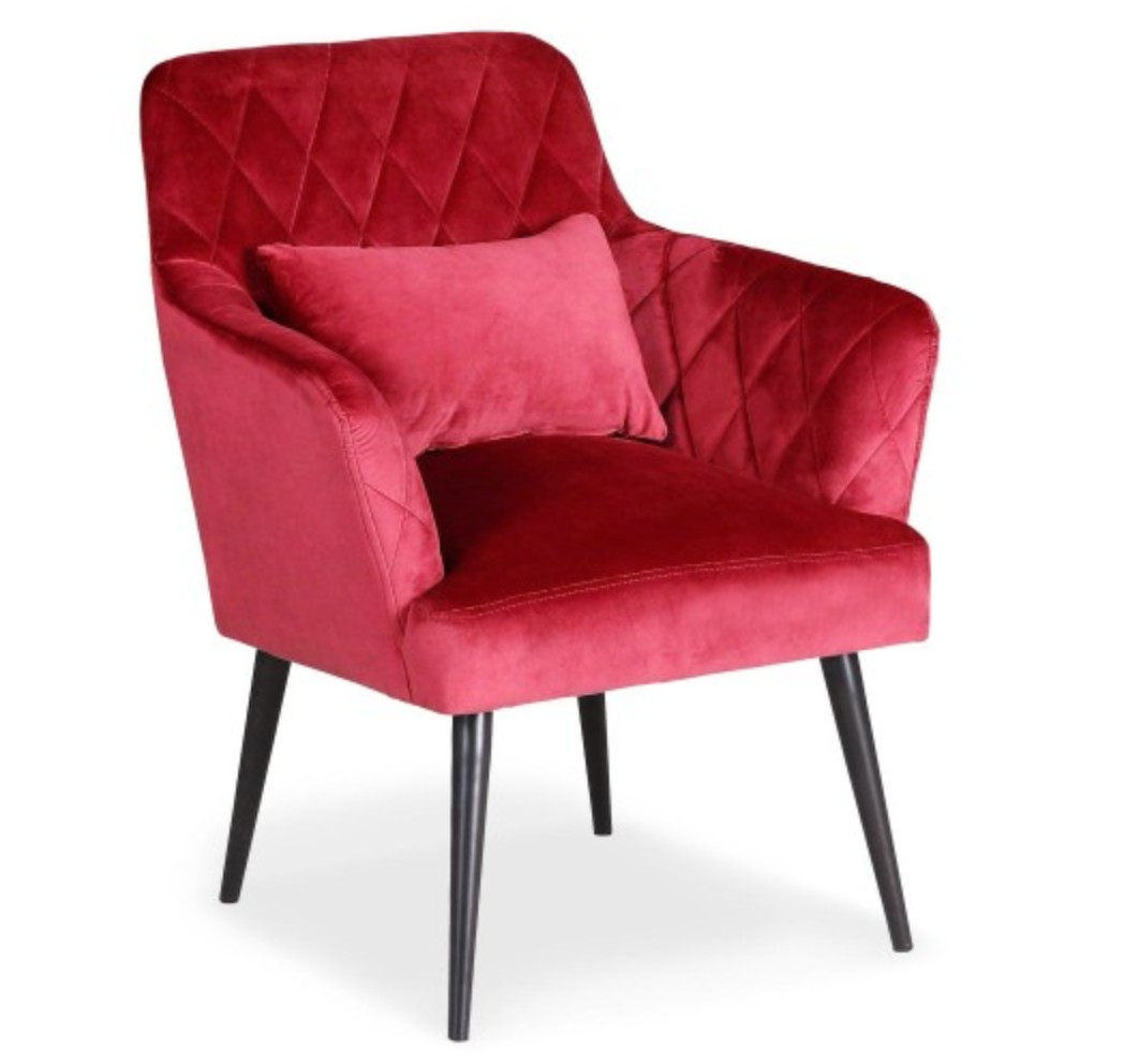Fauteuil matelassé velours rouge Moody | LesTendances.fr