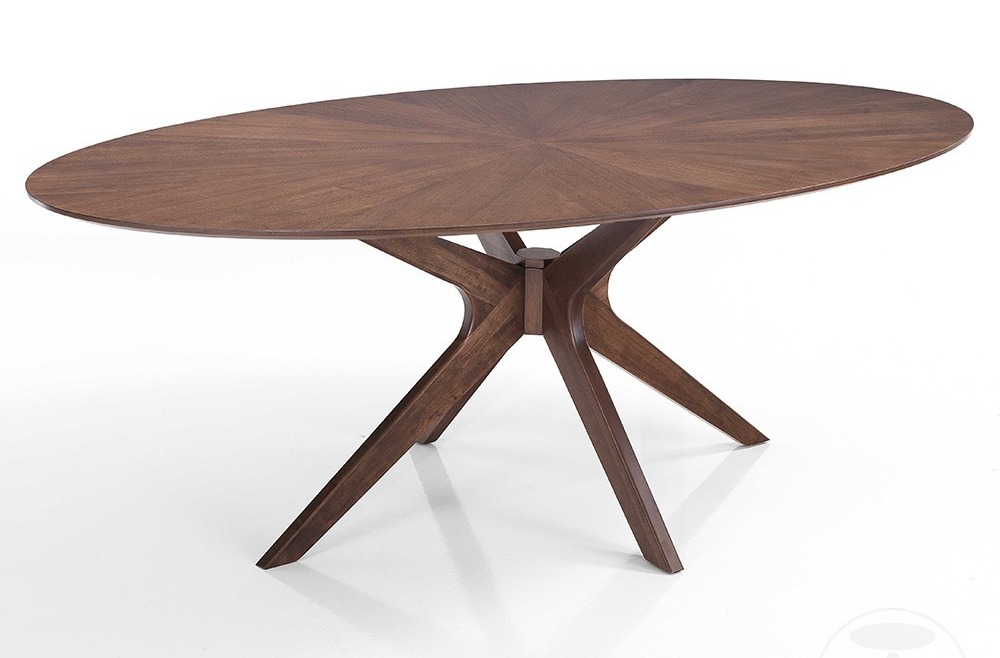 Les Tendances - Table ovale en bois massif et bois MDF noyer Tahina L ...